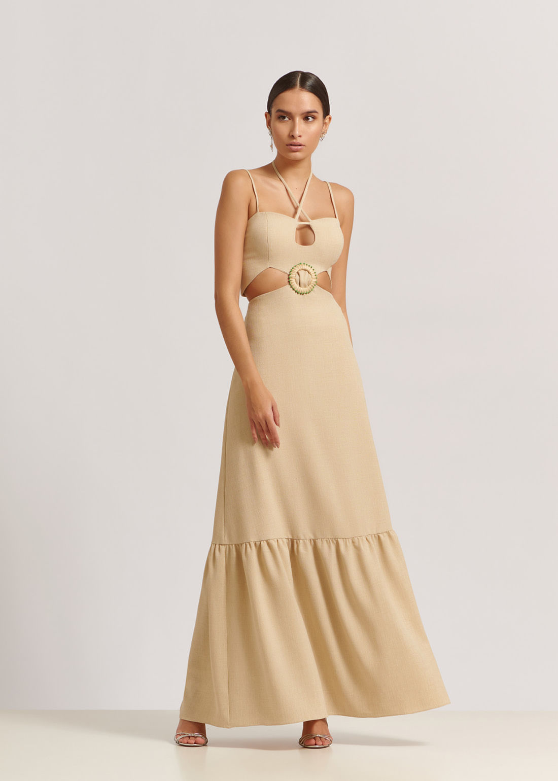 Vestido Longo Linho Rústico - Vanilla - LORE