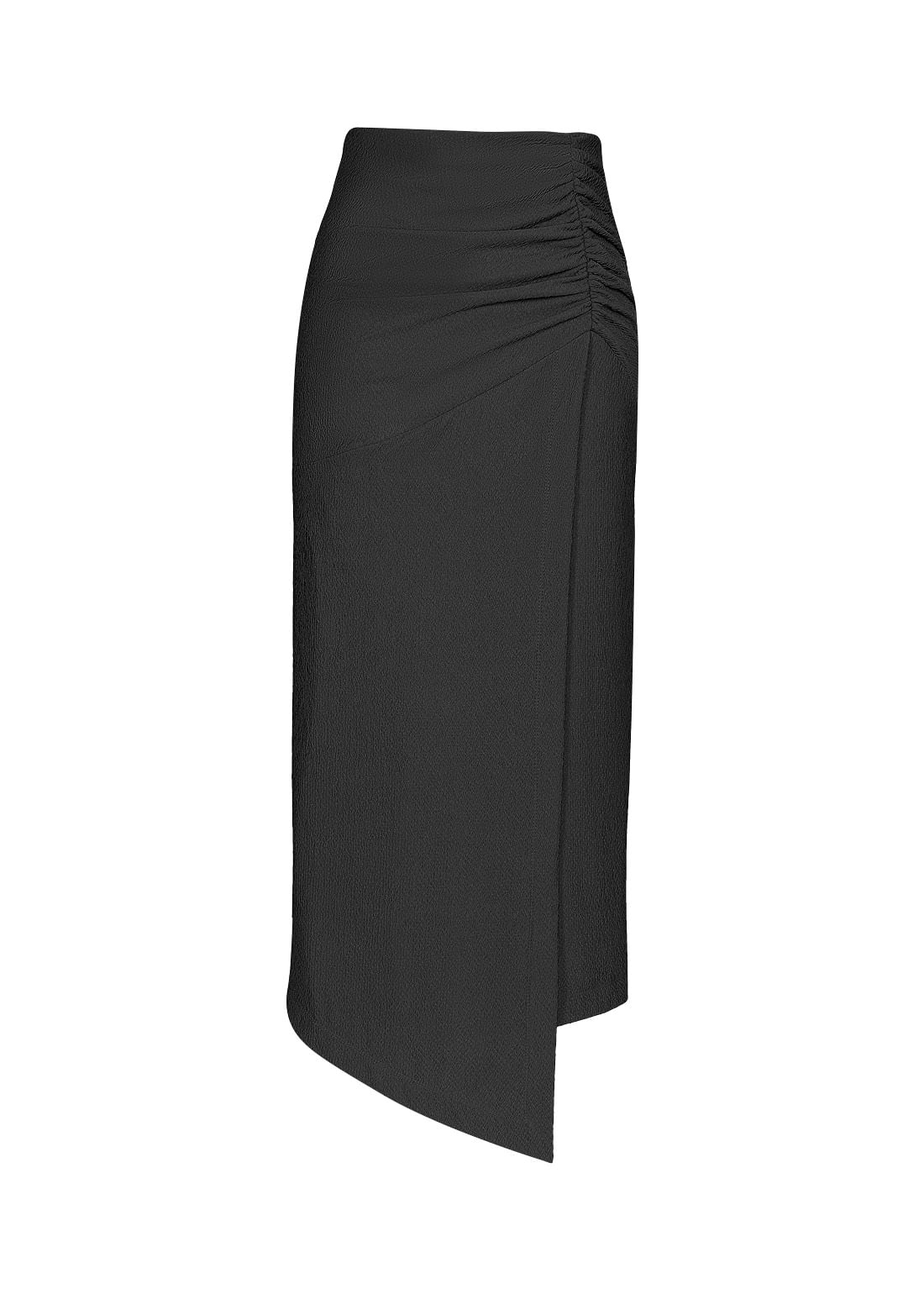 Saia Mídi Drapeada Duna Texture - Preto - LORE