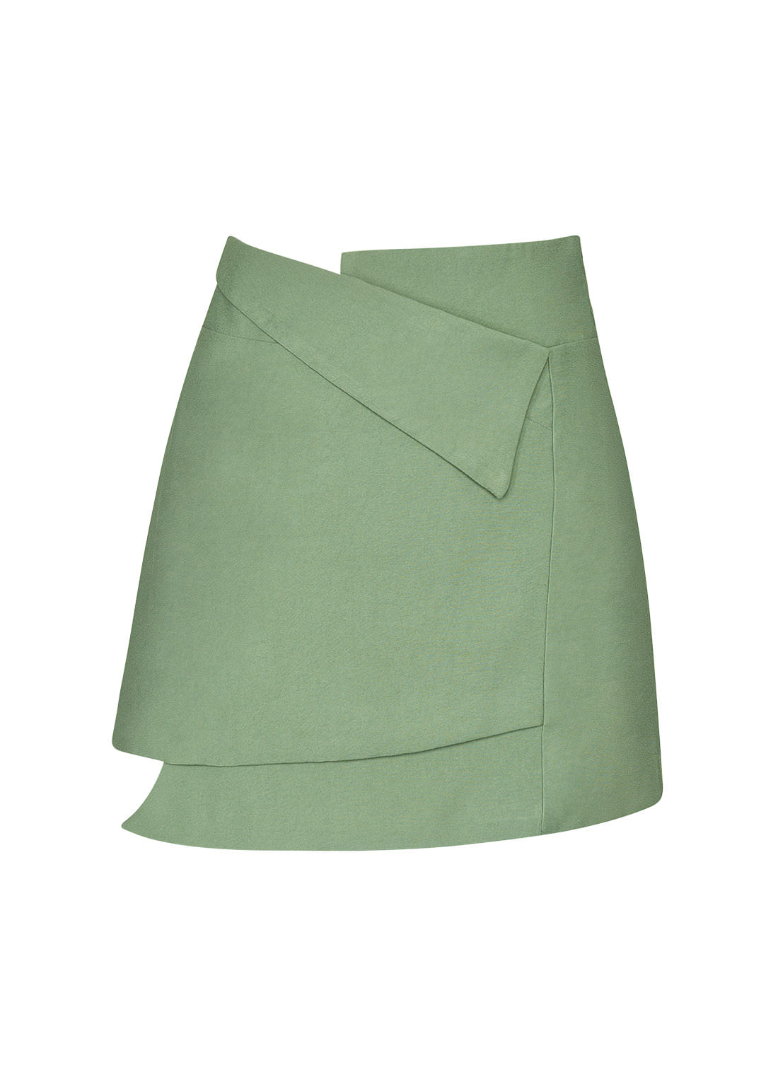 Mini Saia Assimétrica Alfaiataria Visco - Oliva - LORE