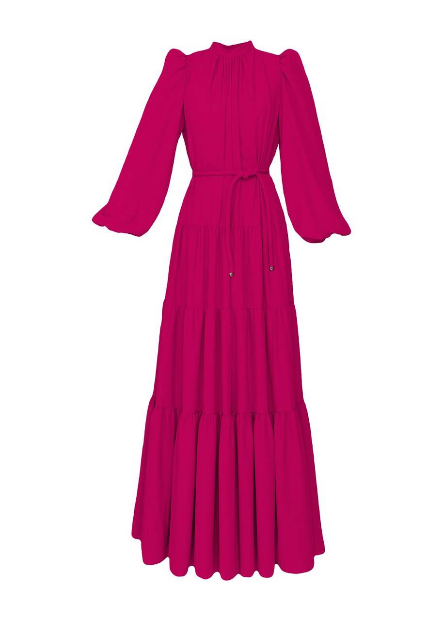 Vestido Longo Cordão Crepe Vogue - Cherry - LORE